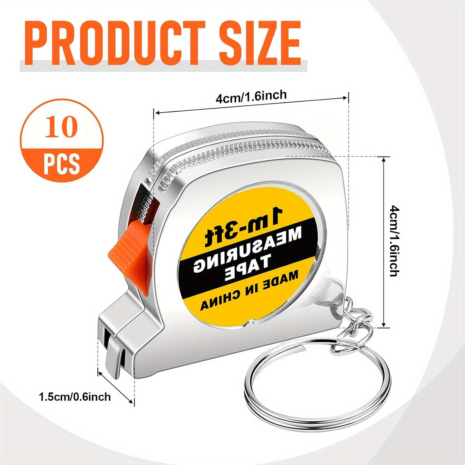 10 Pack Mini Tape Measure Keychains With Slide Lock 1m 3ft Small ...