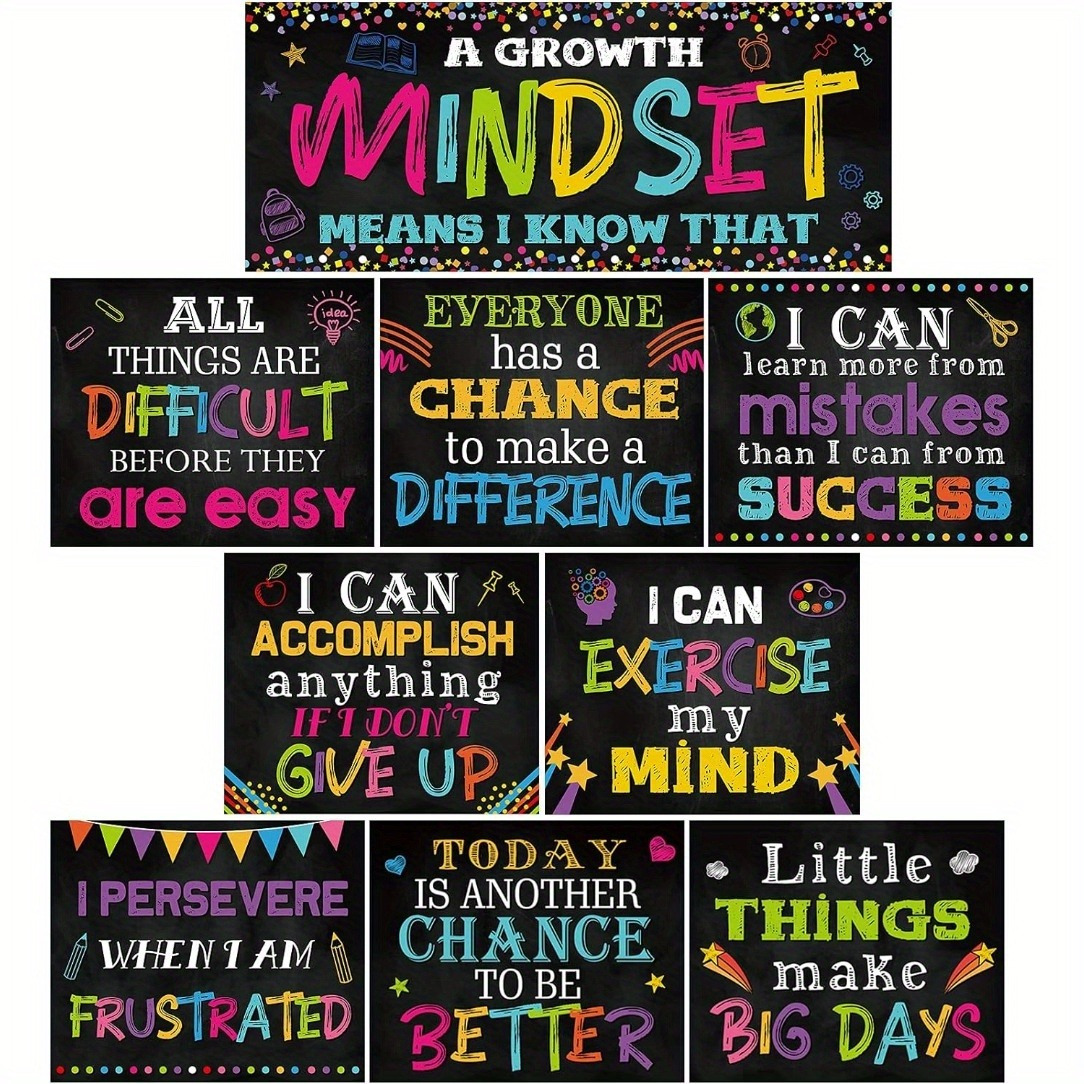10-pack Classroom Motivational Posters - Inspirational Growth Mindset ...