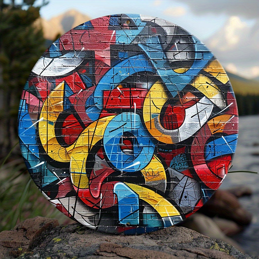 Aluminum Round Metal Graffiti Art Sign Abstract Letter - Temu