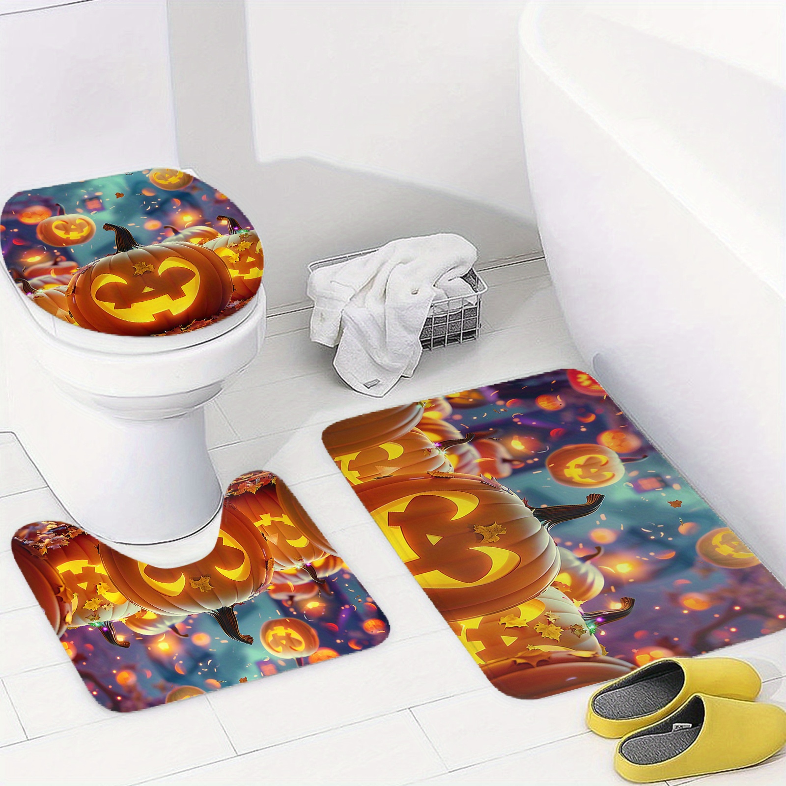 Страховити Хелоуин Тиквени Фенери Комплект За Баня: Включва 1/4бр 180 ...