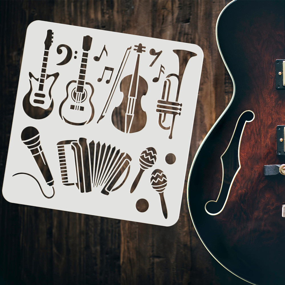 Pvc Musical Instruments Stencils Set Reusable Rock Band - Temu