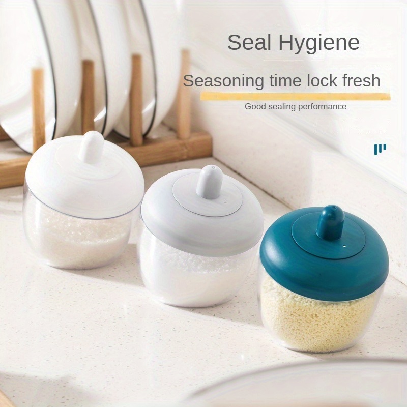 1pc, Round Seasoning Container With Spoon For Kitchen, Scratch ...