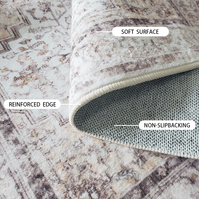 Luxury Velvet Floral Bohemian Floor Mat Washed Cotton - Temu