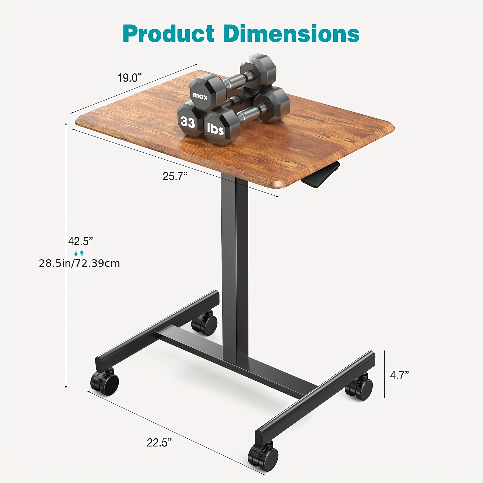 standing desk lockable wheels small portable Temu