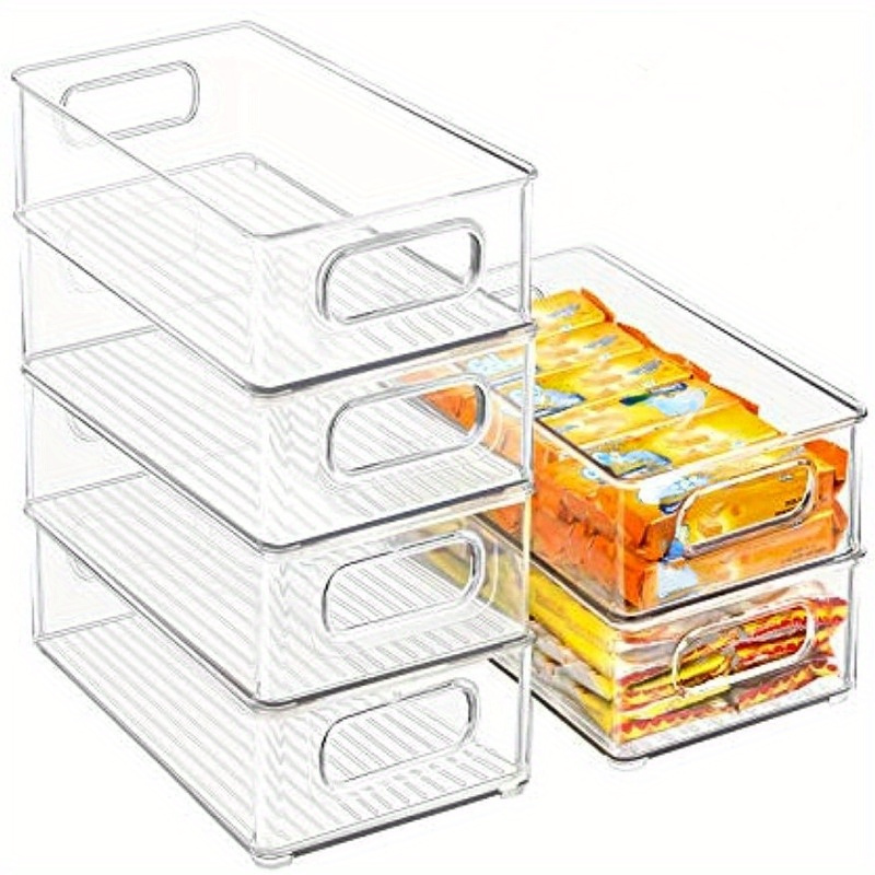 Stackable Refrigerator Organizer Bins Handles Transparent - Temu
