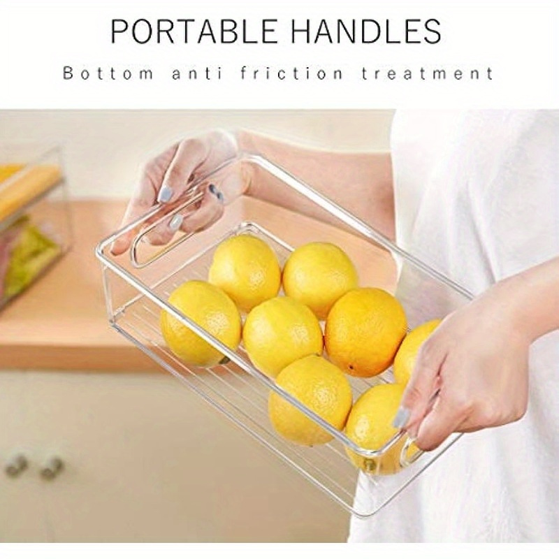 Stackable Refrigerator Organizer Bins Handles Transparent - Temu