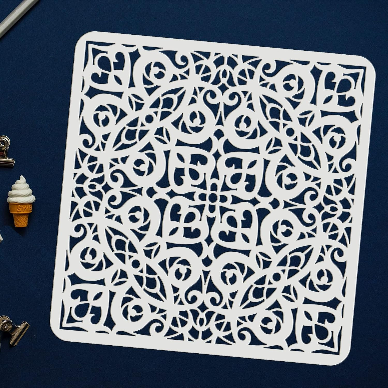 Reusable Ornate Floral Lace Mandala Stencil Set Diy Painting - Temu