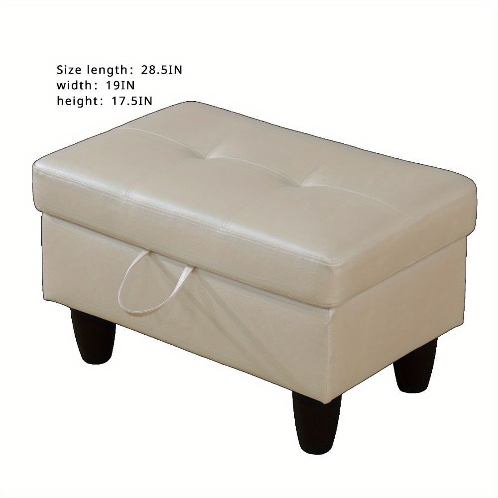 Upholstered Storage Ottoman With Legs, Tough Wood Frame-modern Faux ...
