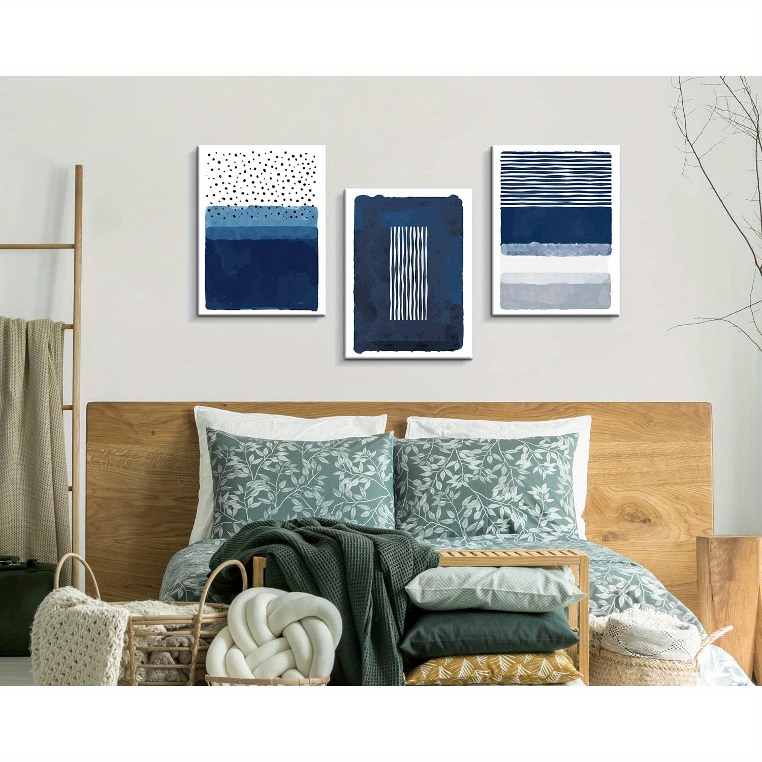 Blue Canavs Wall Art Living Room Decor Abstract Blue - Temu