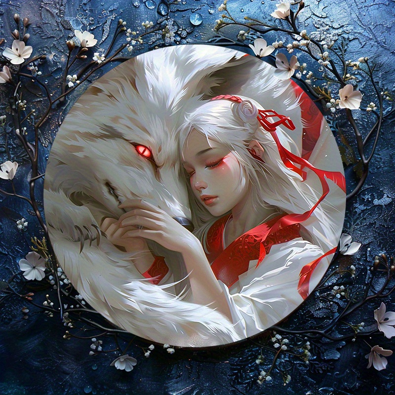 Anime Style Fox Spirit Girl Red Eyes Metal Sign Waterproof - Temu