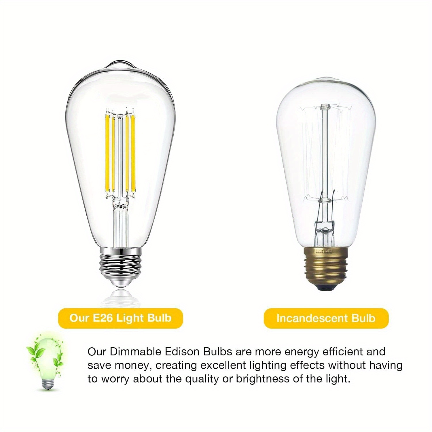 6/12/24 Pack Vintage 8w Led Edison Light Bulbs 60w Equivalent ...