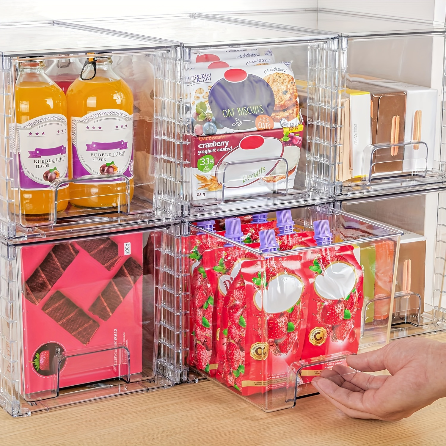 stackable clear acrylic storage drawers handles easy Temu