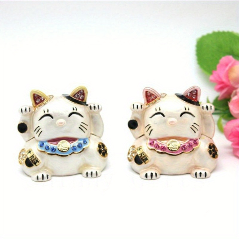 Metal Neko Trinket Box Lucky Cat Collectible Figurine - Temu