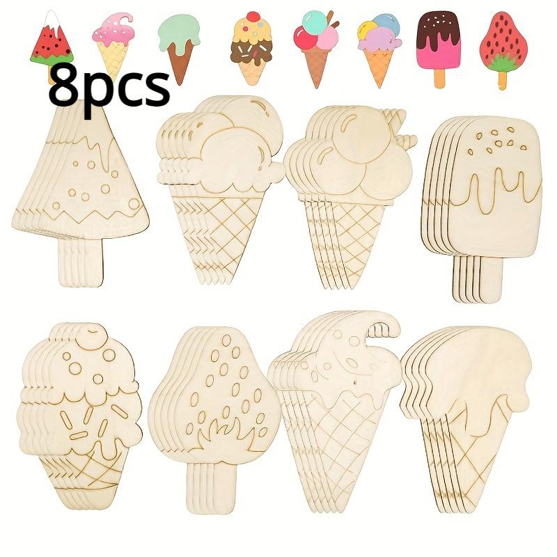 Handcrafted Wooden Ice Cream Decor Set Gift Tags Vibrant - Temu