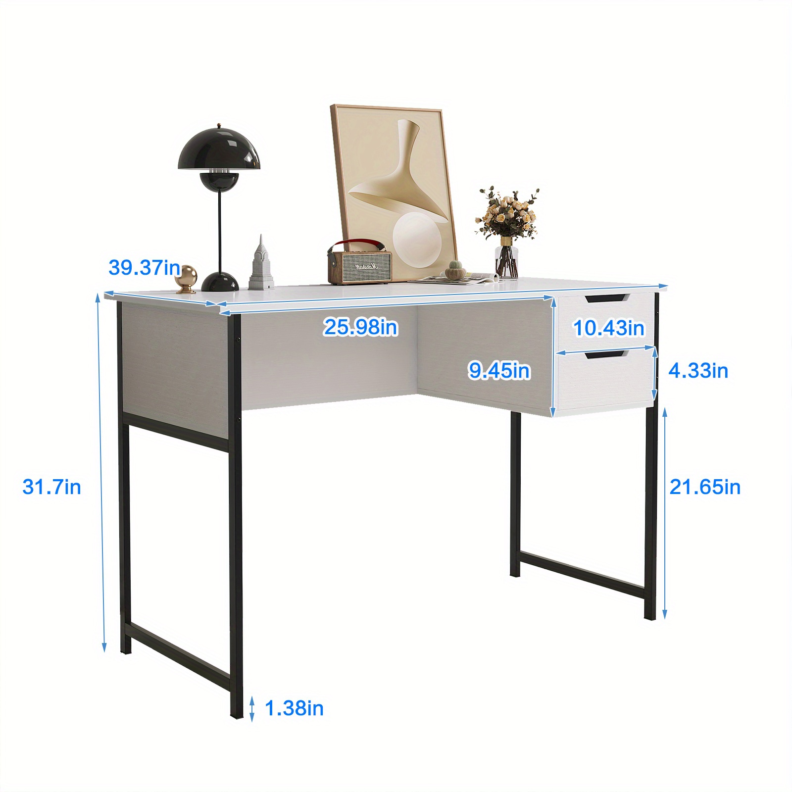 Small Computer Desk with Drawer Home Office Desks for Small Spaces 39.4 Inch Writing Desk Work Desk PC Table Study Desk Modern Laptop D