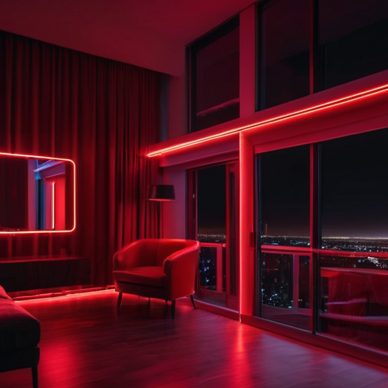 1pc 1-5m/3.28-16.4ft, 5v Safe Voltage, Red Ambient Light, Neon Led ...