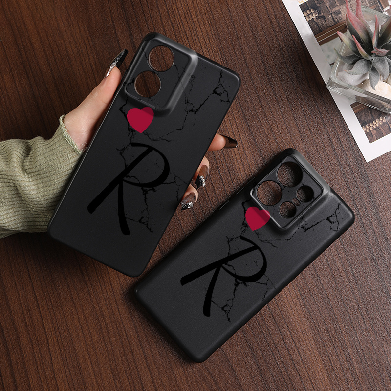 Luxury Silicone For Motorola G54 G60 Pattern Red Heart & Letter R Phone ...