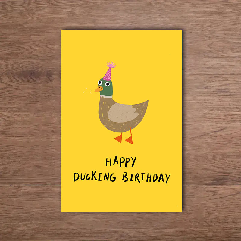 Happy Ducking Birthday Card Quirky Fun Paper Greeting Anyone - Temu