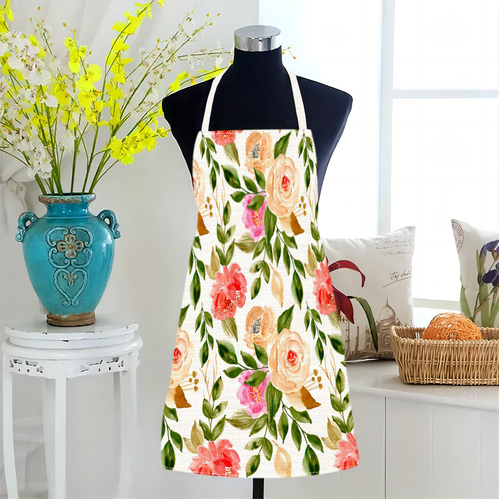 Tablier En Lin Floral Jit 1pc Motif Fleurs Premium Tablier - Temu Canada
