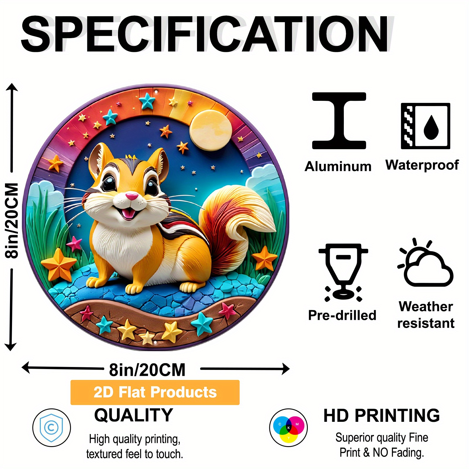 1pc Eastern Chipmunk Aluminum Wall Art Sign - 2d Printed Sunset Design ...
