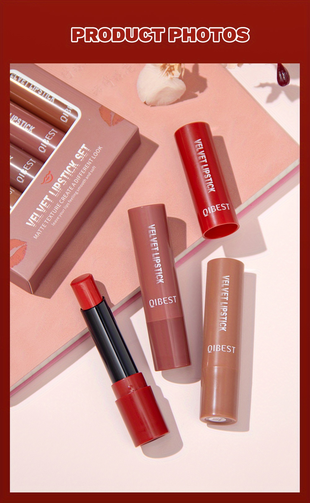 5-piece Matte Velvet Lipstick Set - Long-lasting, Moisturizing ...