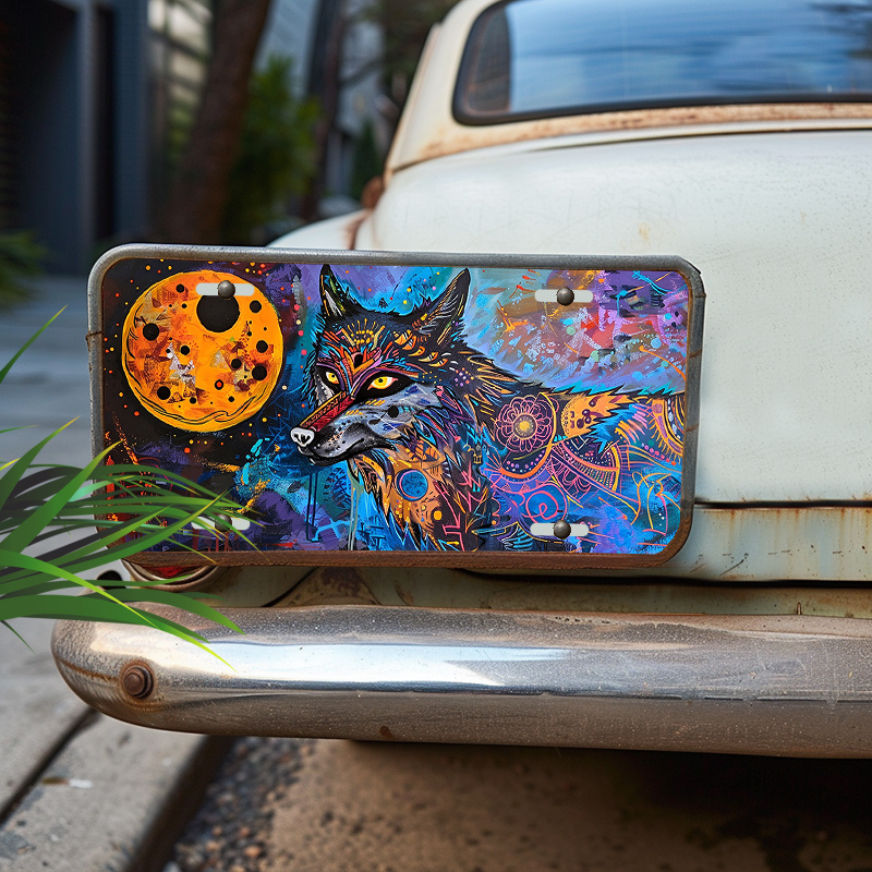 Waterproof Aluminum Wolf License Plate - 1pc, Graffiti-style Decorative ...