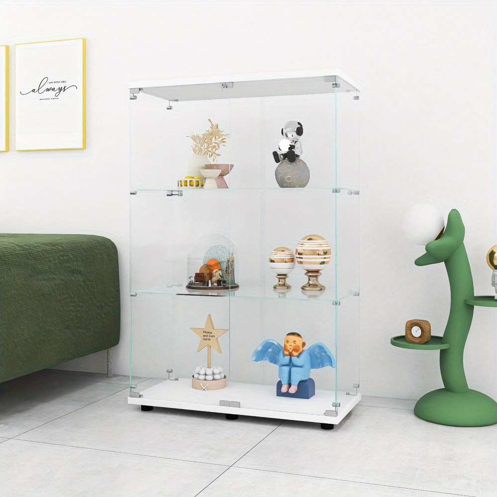 glass display cabinet 2 shelves floor standing Temu
