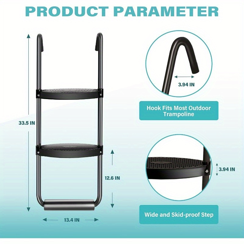 Trampoline Ladder With Horizontal Wide Steps Skid-proof Steps 12ft 14ft ...