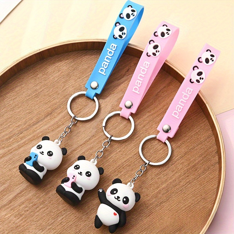 Cute Panda Silicone Keychains Bamboo Bear Design Car Bag - Temu