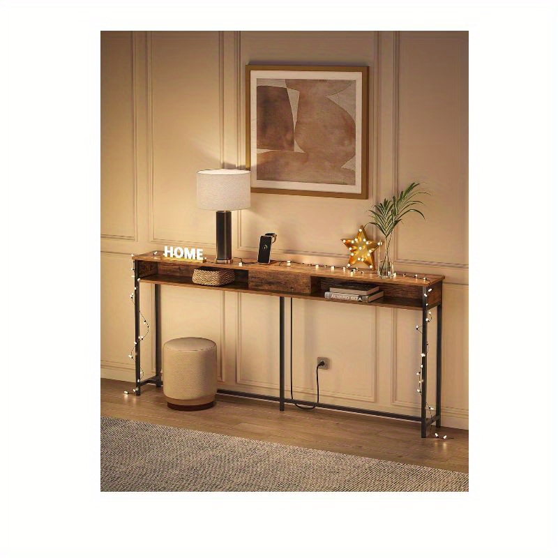 Console Table Outlet Shelves Sofa Table Hidden Charging - Temu