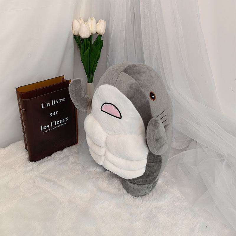Cute 3d Muscle Shark Plush Toy, Soft Stuffed Shark Animal Dolls Kawaii ...