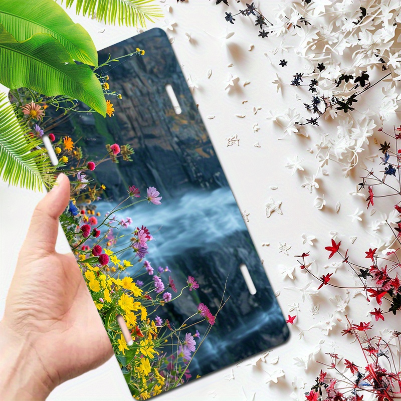 Рамка За Номер С Див Пейзаж От Цветя Здрава И Устойчива На Надраскване Капачка За Автомобилни