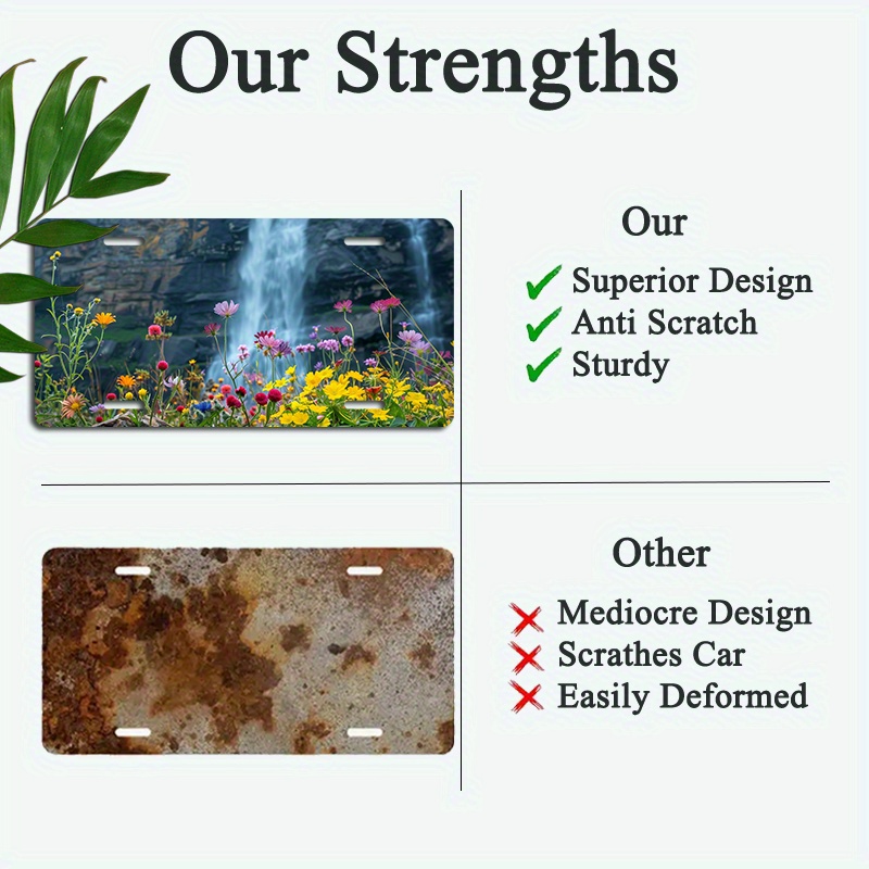 Рамка За Номер С Див Пейзаж От Цветя Здрава И Устойчива На Надраскване Капачка За Автомобилни