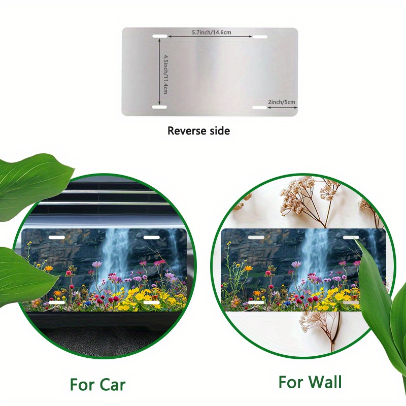 Рамка За Номер С Див Пейзаж От Цветя Здрава И Устойчива На Надраскване Капачка За Автомобилни