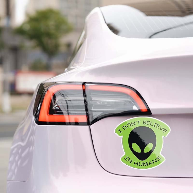 " Don't Believe In Humans" Alien Cartoon Decal Plastic Matte - Temu