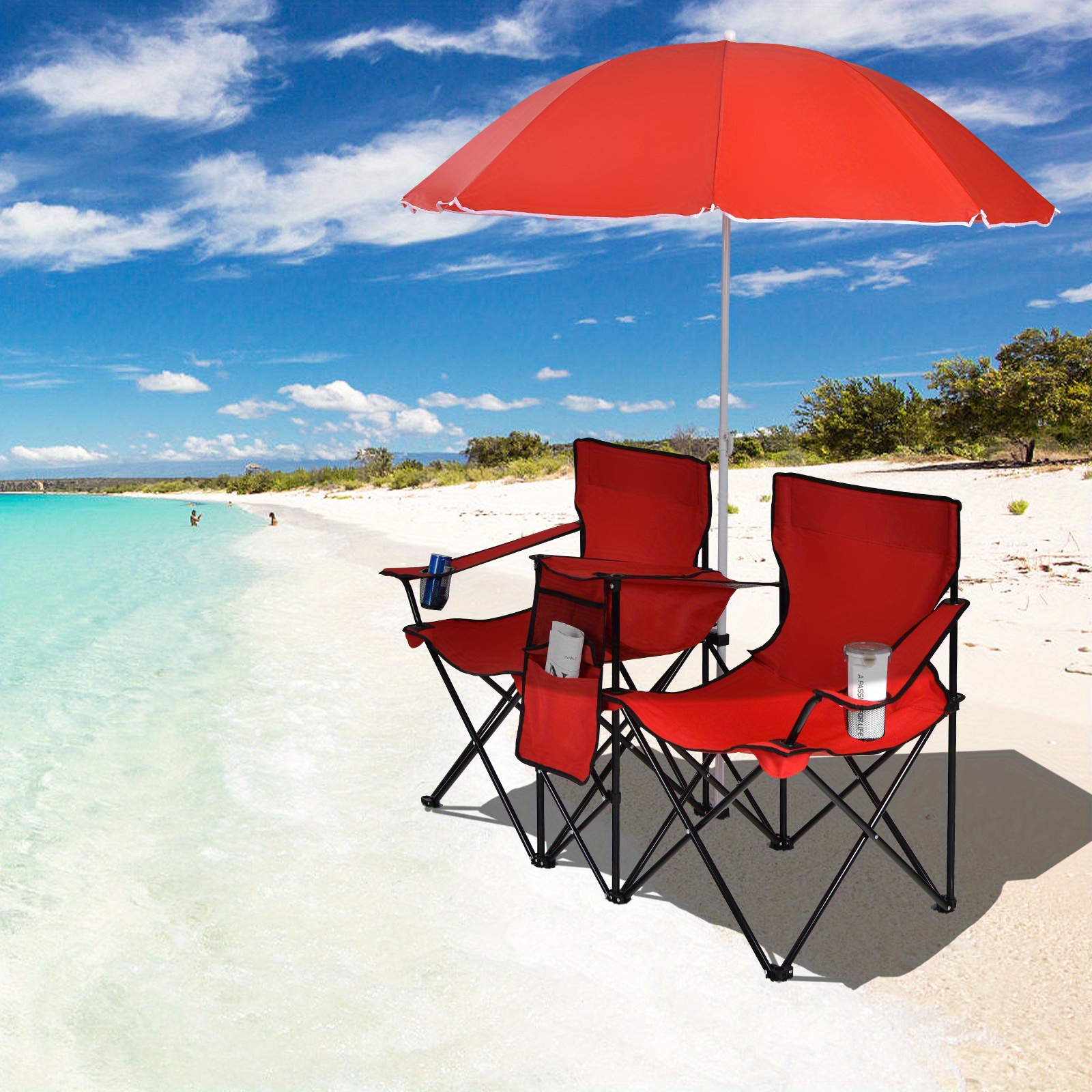 Portable folding chair with umbrella store