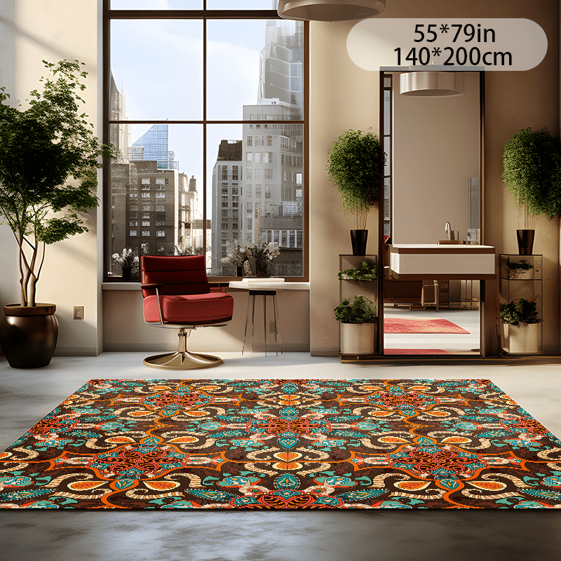Luxury Velvet Bohemian Floral Area Rug - Soft, Machine Washable With ...