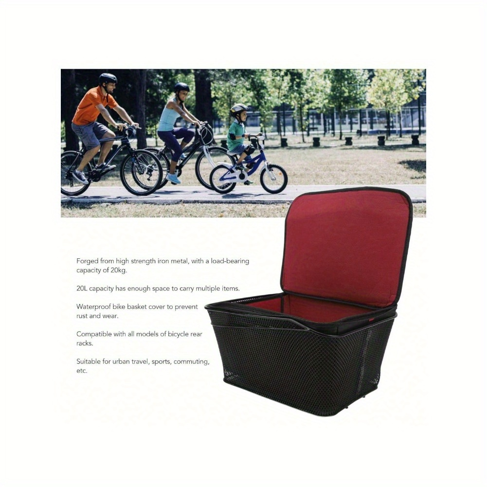 Rear Bicycle Basket, Metal Wire Bicycle Basket With Waterproof Cover ...