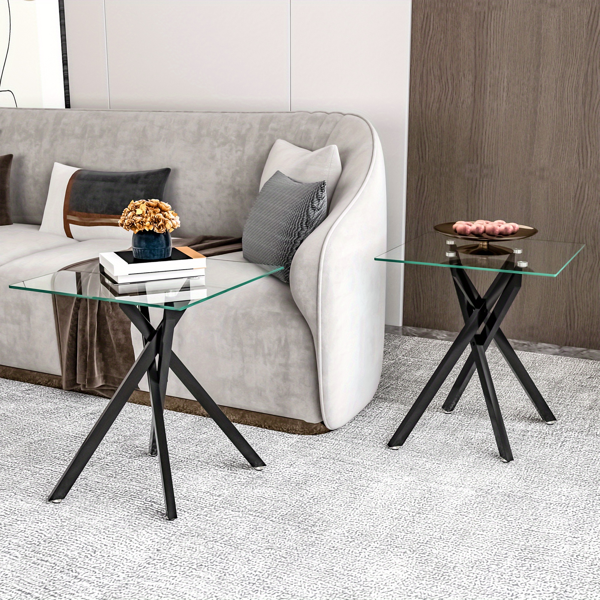 side tables set end tables tempered glass square Temu