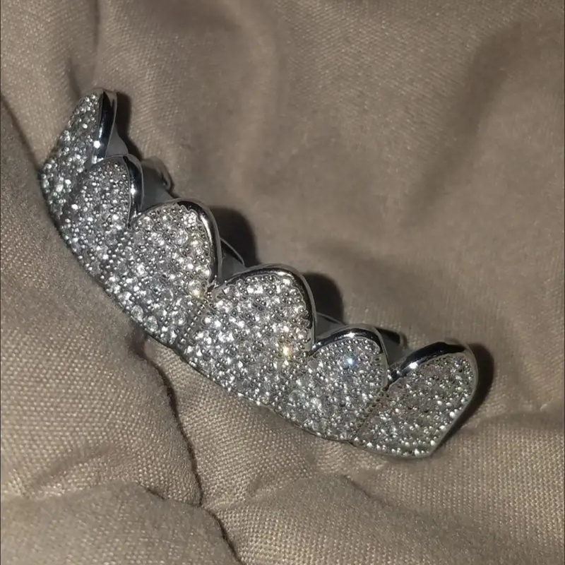 Hip Hop Bling Teeth Grills Top Bottom Set Cubic Zirconia - Temu