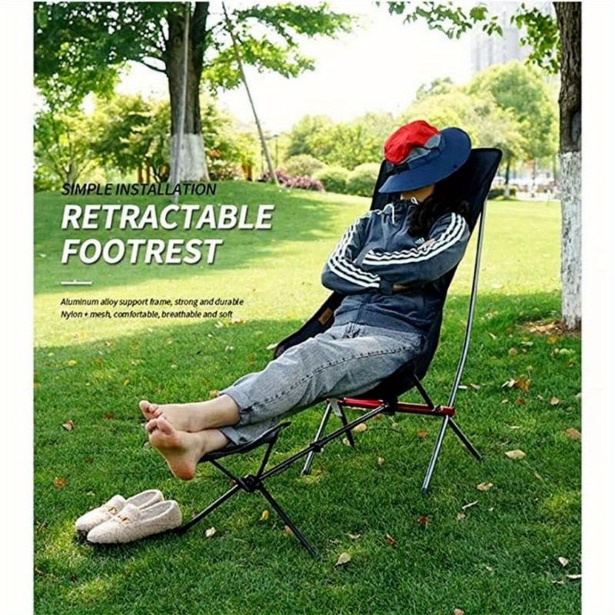 Folding lawn chair with footrest store