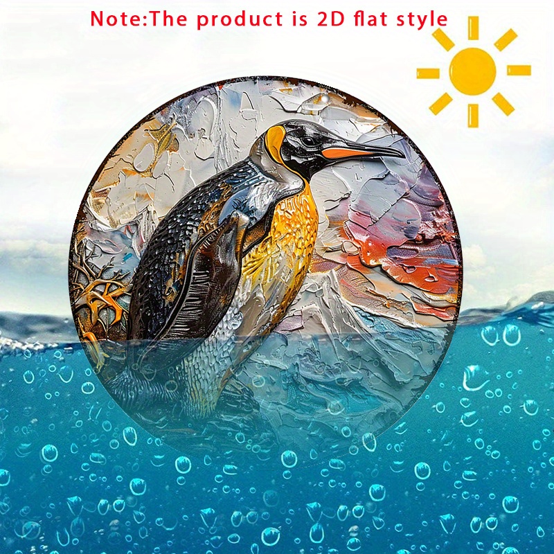 Penguin themed Round Aluminum Wall Sign Durable Weatherproof - Temu