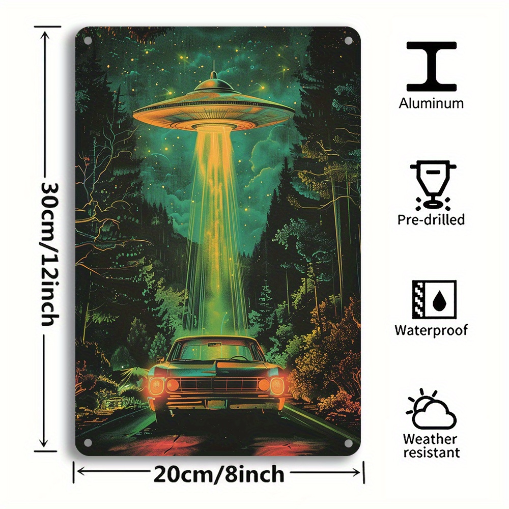 Aluminum Ufo Wall Art Decor " Want Believe" Retro Sci fi Tin - Temu