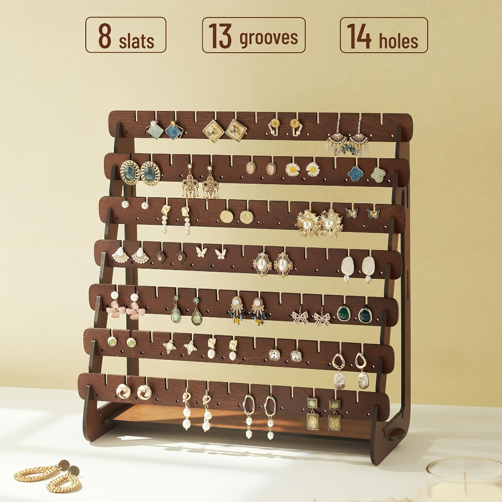 Handcrafted Rustic Wooden Earring Stand Versatile Tabletop - Temu