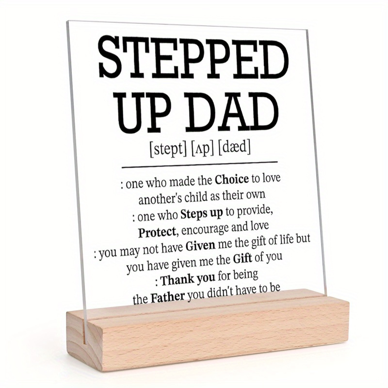 Acrylic Step Dad Appreciation Desk Plaque Wood Stand - Temu