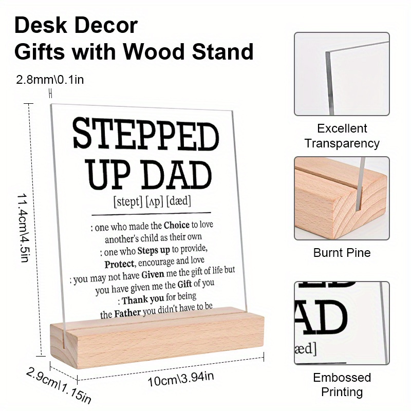 Acrylic Step Dad Appreciation Desk Plaque Wood Stand - Temu