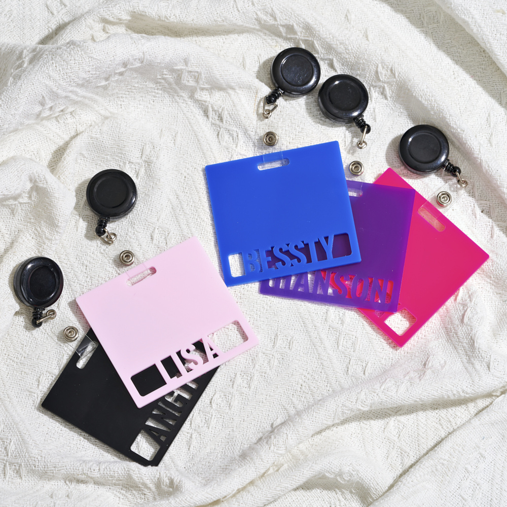 Custom Acrylic Name Badges Retractable Button Reels - Temu