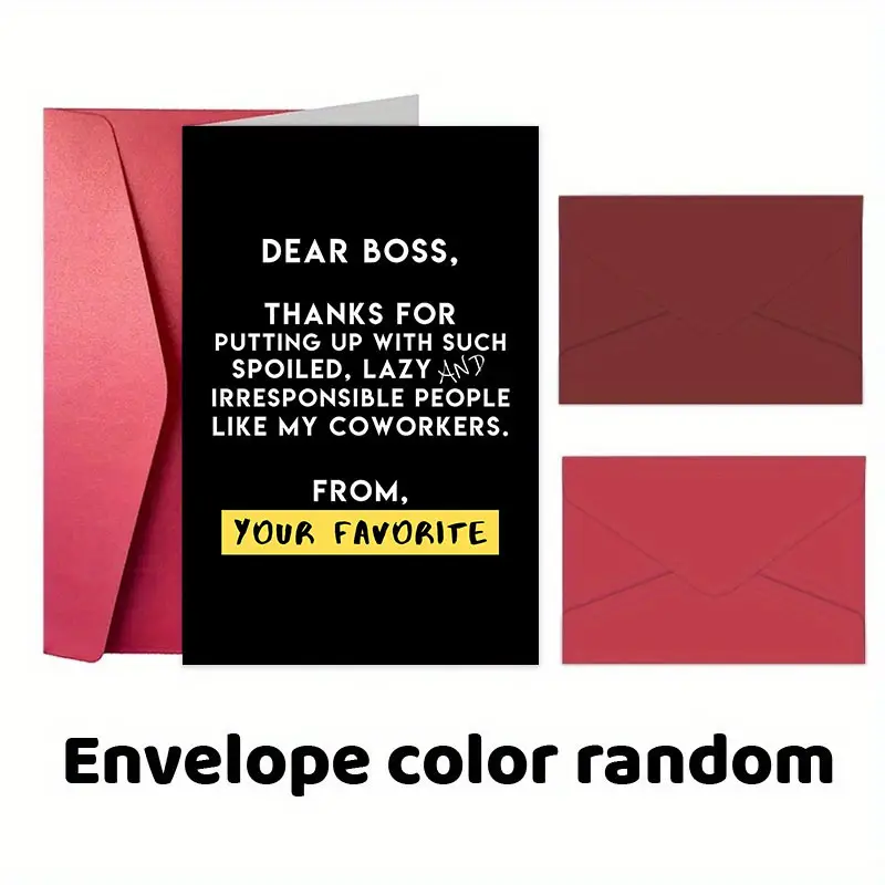 1pc Humorous Bosss Day Greeting Card For Leadership Appreciation Sarcastic Thank You Note For