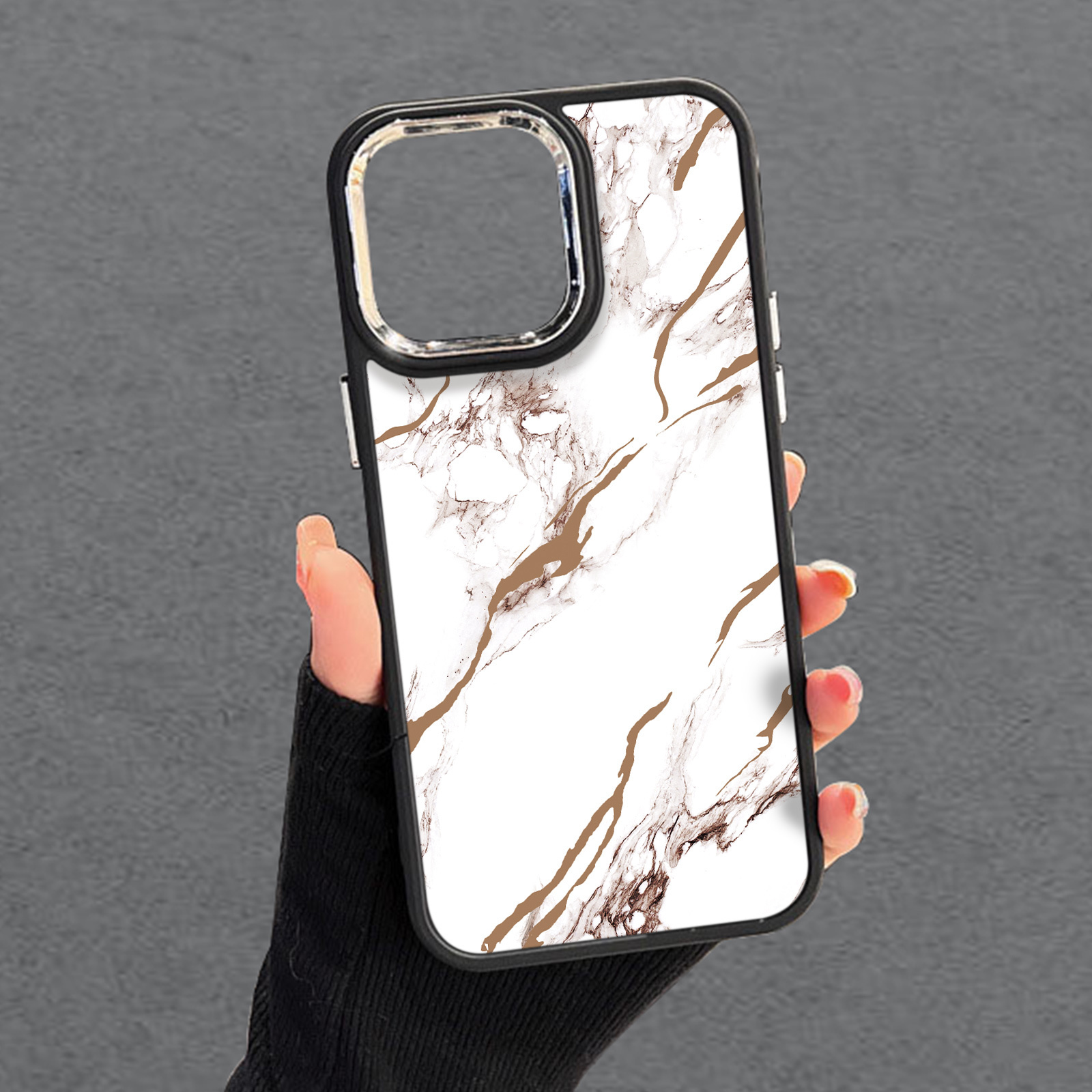 New Fashion Pattern Metal Photo Frame White Black Two Tone Phone Case ...