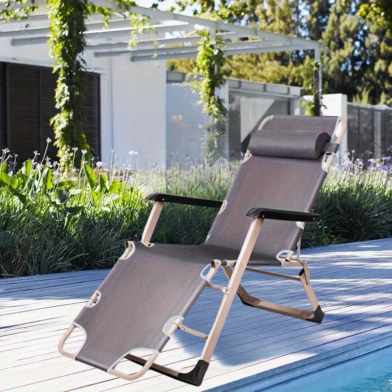 Versatile Adjustable Folding Lounge Chair Headrest Perfect - Temu